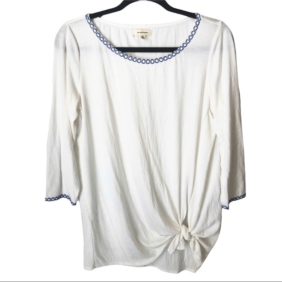 Max Studio | Tops | Max Studio Top White 34 Sleeve Front Twist ...
